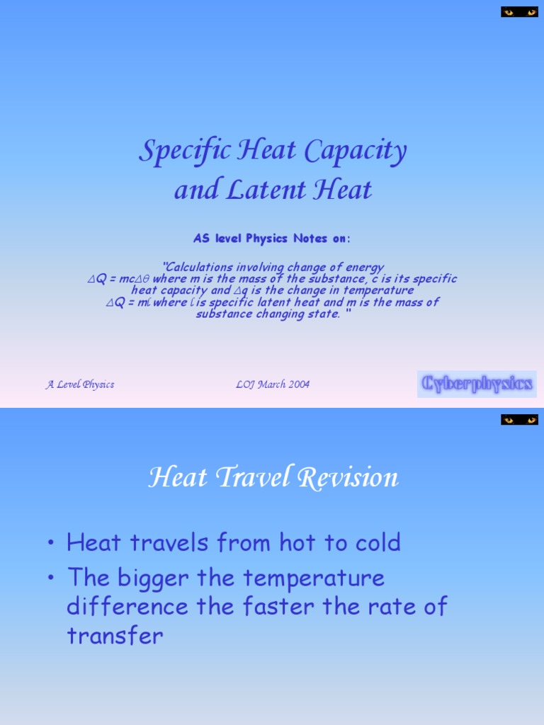 Specific Heat Capacity and Latent Heat: AS Level Physics Notes On | PDF ...