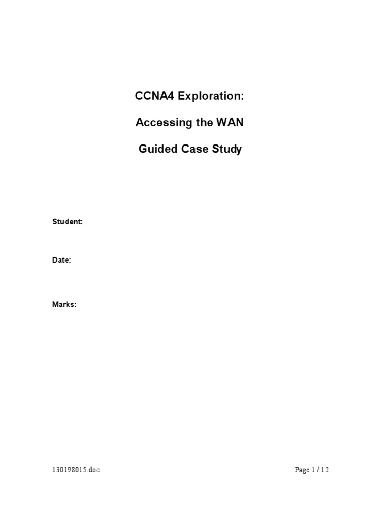 CCNA4e Case Study | PDF | Computer Network | Router (Computing)