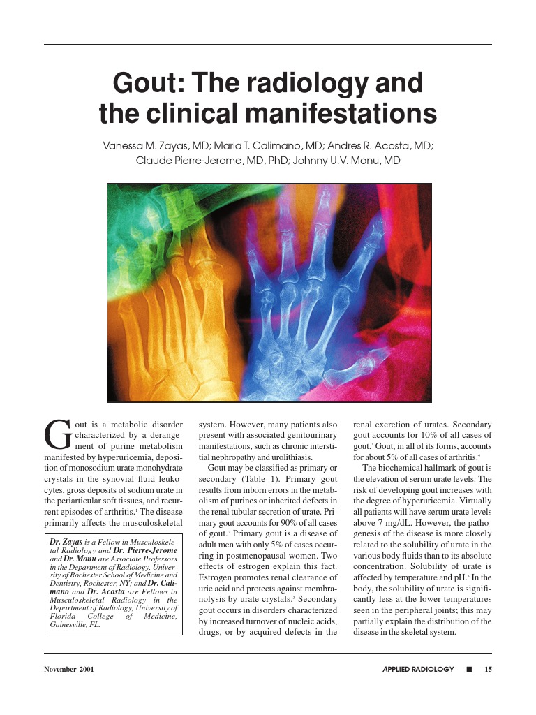 Gout: The Radiology and The Clinical Manifestations | PDF | Gout ...