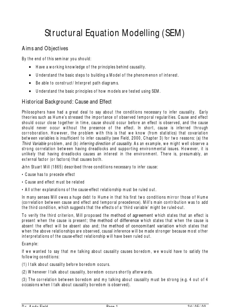 Handout StructuralEquationModelling | PDF | Structural Equation ...