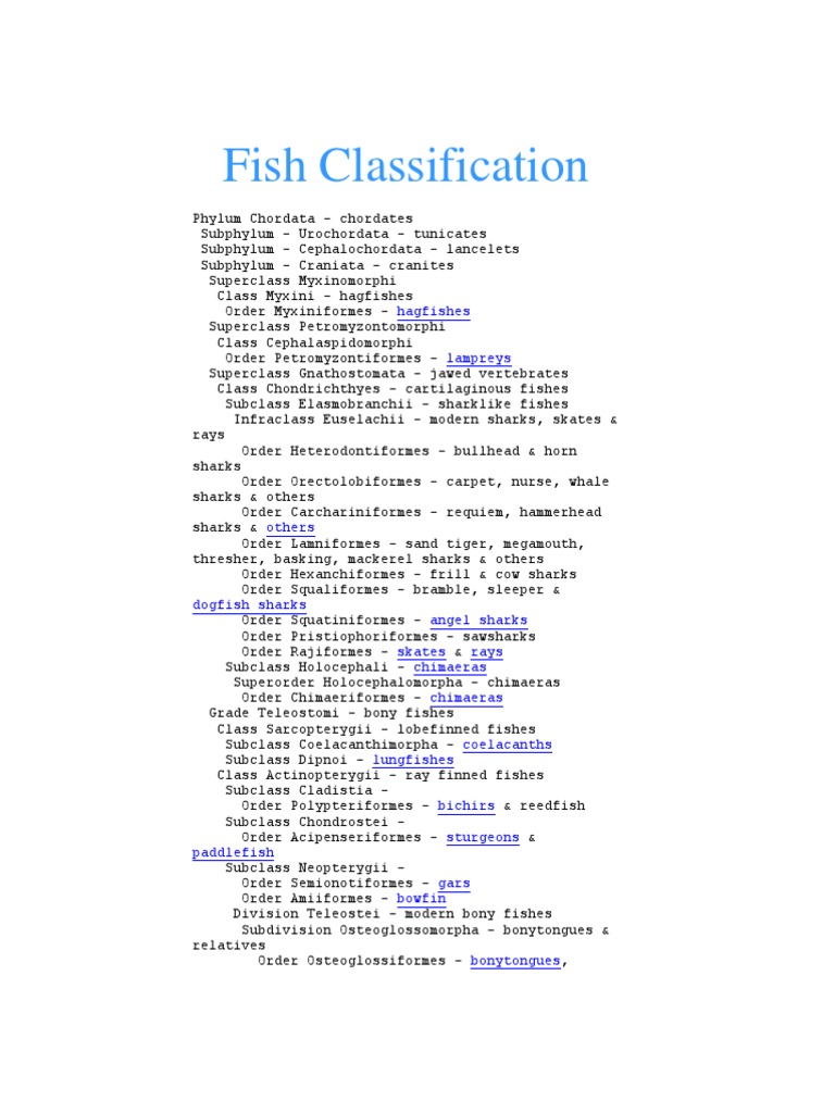 Fish Taxonomy and Classification Overview | PDF | Fish