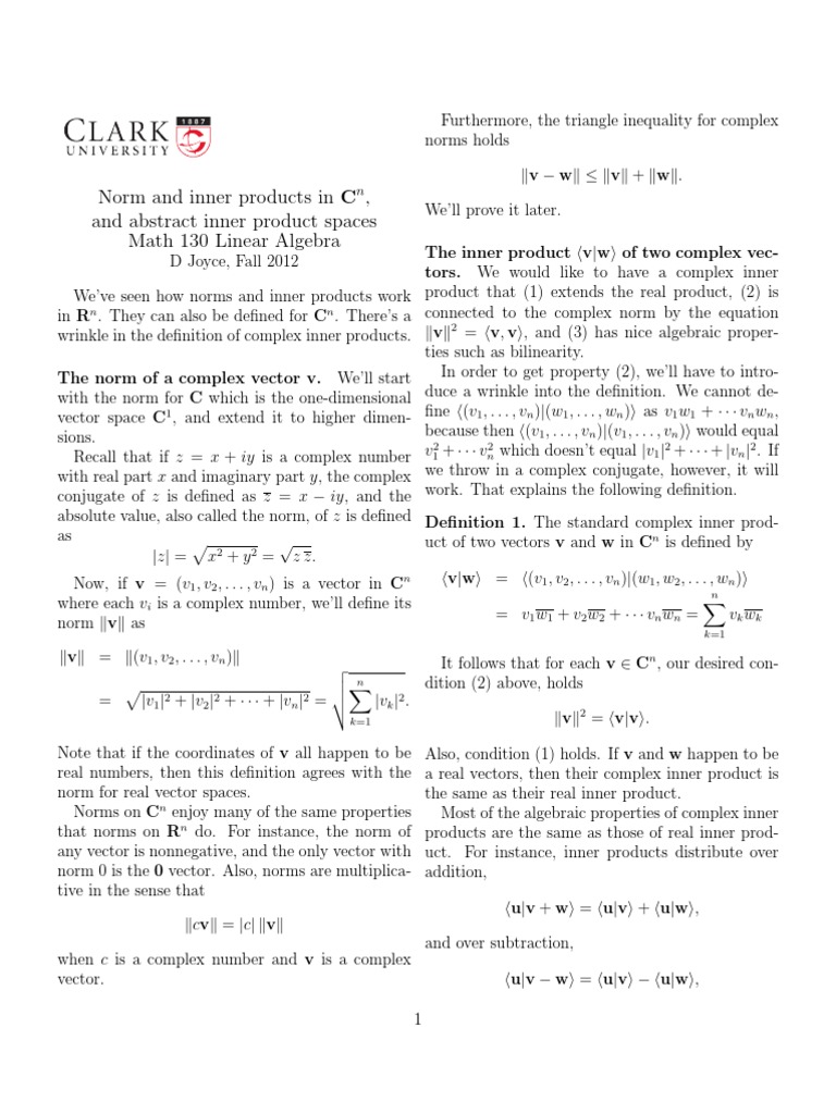 Inner 2 | PDF | Complex Number | Norm (Mathematics)