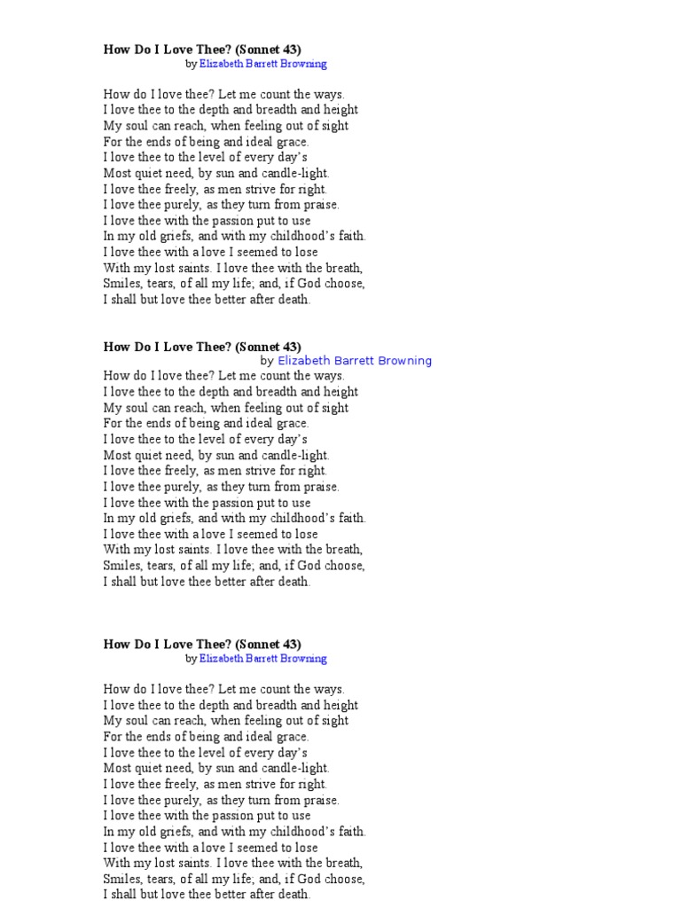 How Do I Love Thee by Elizabeth Barrett Browning | PDF