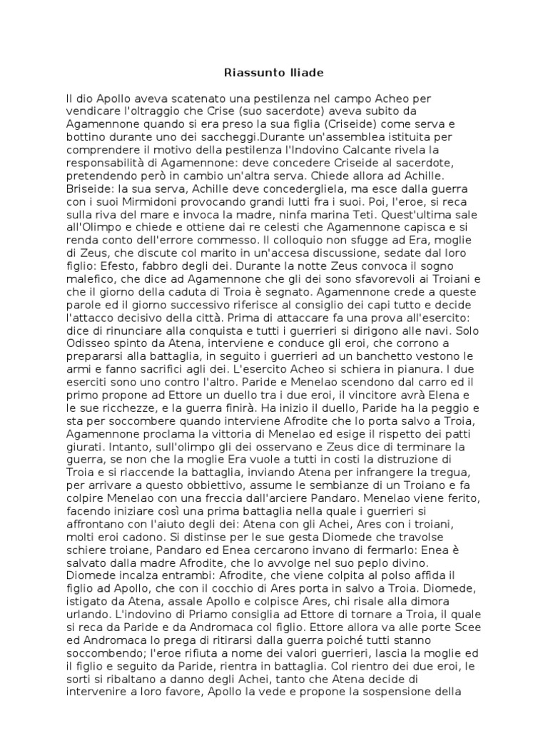 Iliade Riassunto | PDF