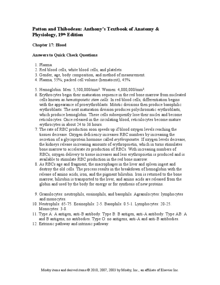 Patton and Thibodeau: Anthony's Textbook of Anatomy & Physiology, 19 ...