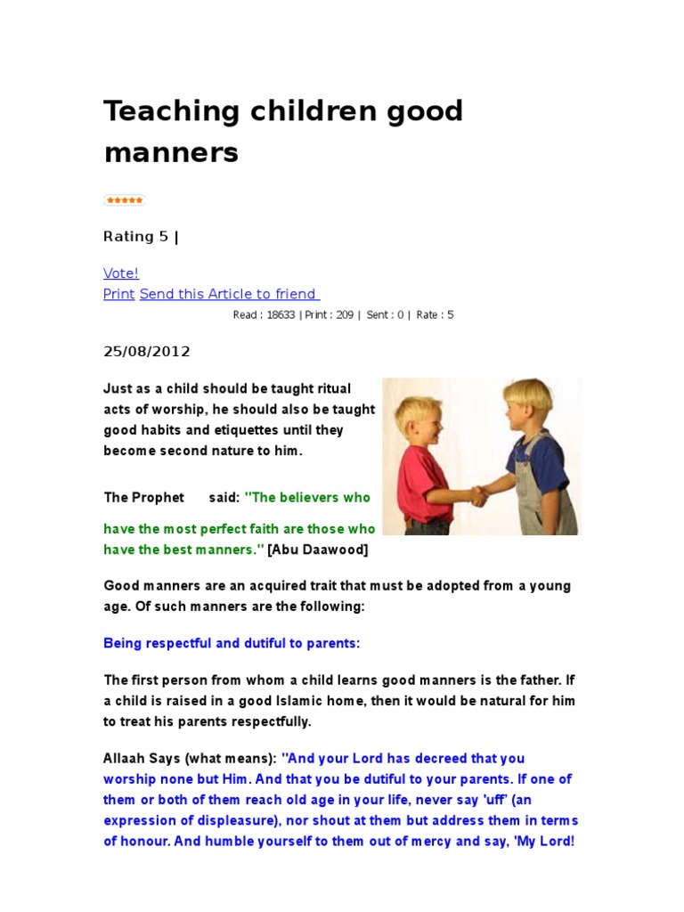 Teaching Children Good Manners | PDF | Prophets And Messengers In Islam ...