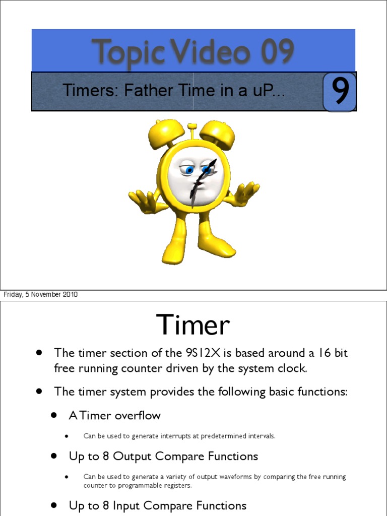 Topic09 The Timer Subsystem On The Freescale MC9S12X | PDF | Timer | Electrical Engineering