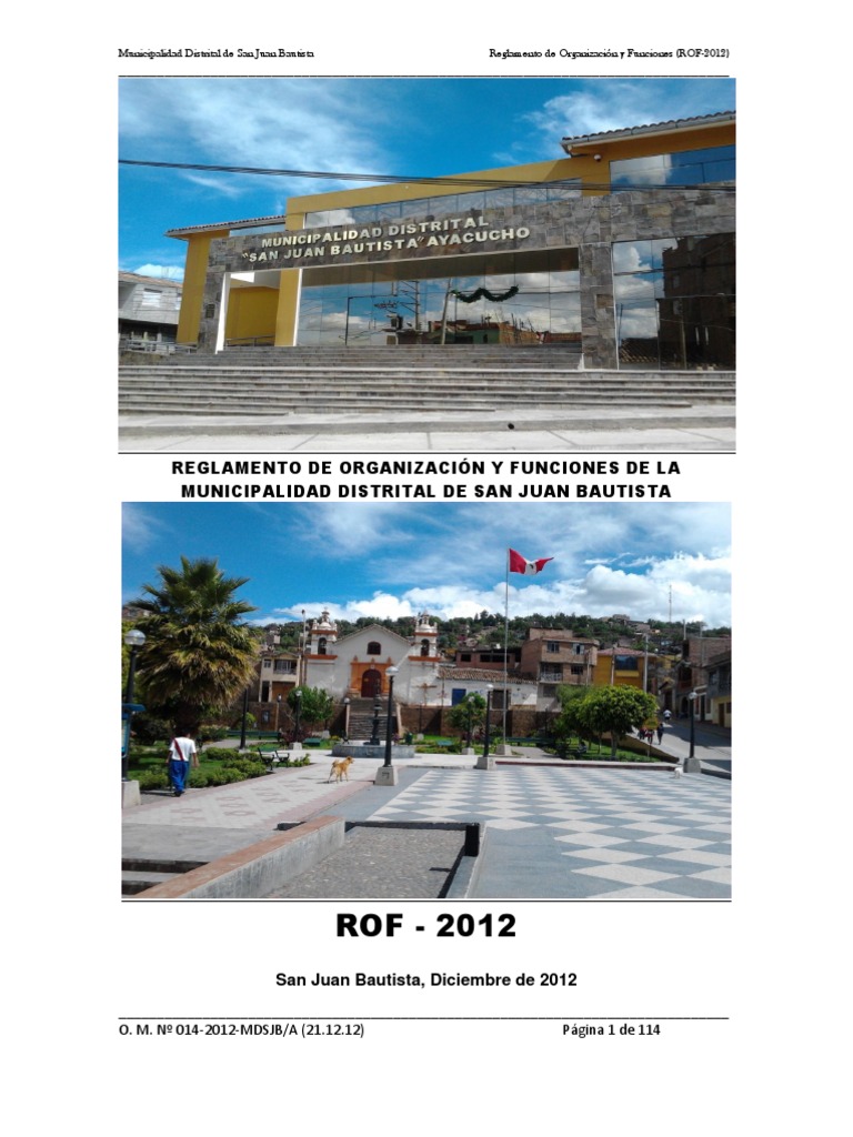 Reglamento de Organizacion y Funciones - ROF | PDF | Alcalde | Planificación estratégica