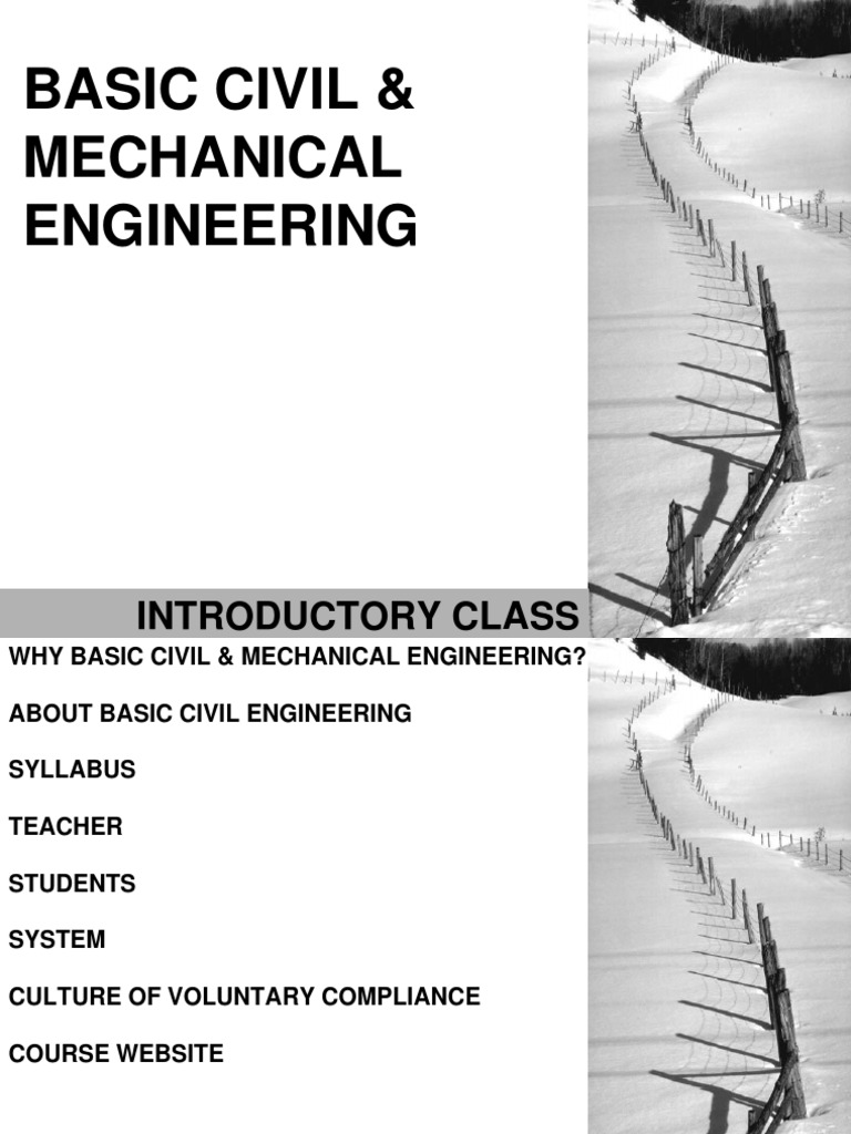 Basic Civil & Mechanical Engineering: Introductory Class | PDF | Engineering | Civil Engineering