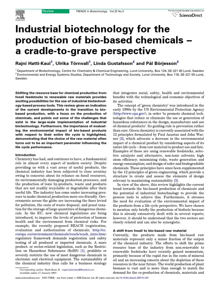Industrial Biotechnology | PDF | Biofuel | Life Cycle Assessment
