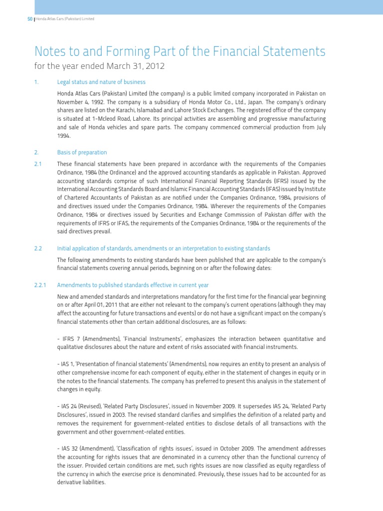 25 Notes of Financial Statements | PDF | International Financial ...
