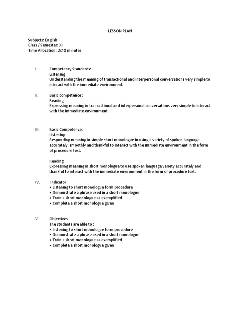 Lesson Plan Esp | Download Free PDF | Monologue | Teachers