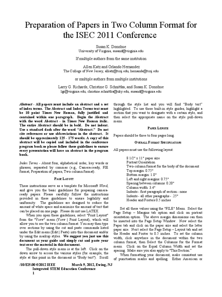 Preparation of Papers in Two Column Format For The ISEC 2011 Conference ...