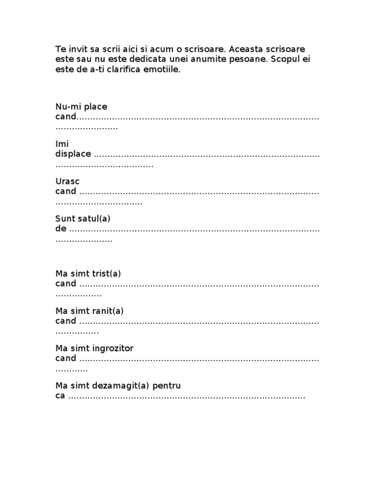 Te Invit Sa Scrii Aici Si Acum o Scrisoare | PDF