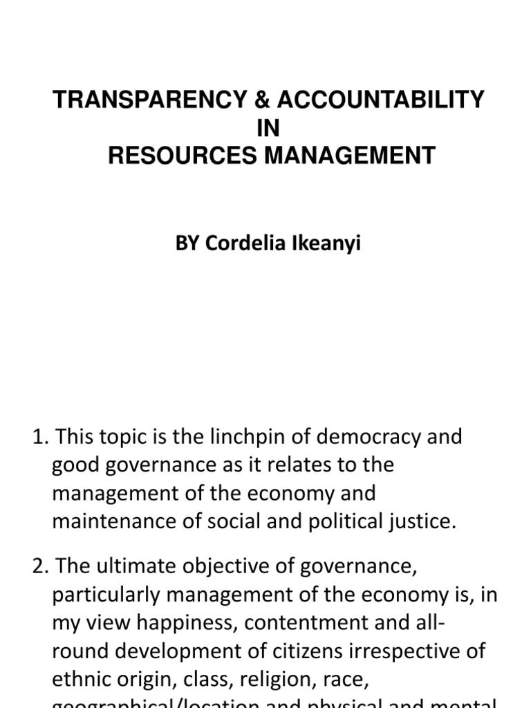 Transparency & Accountability IN Resources Management | Transparency ...