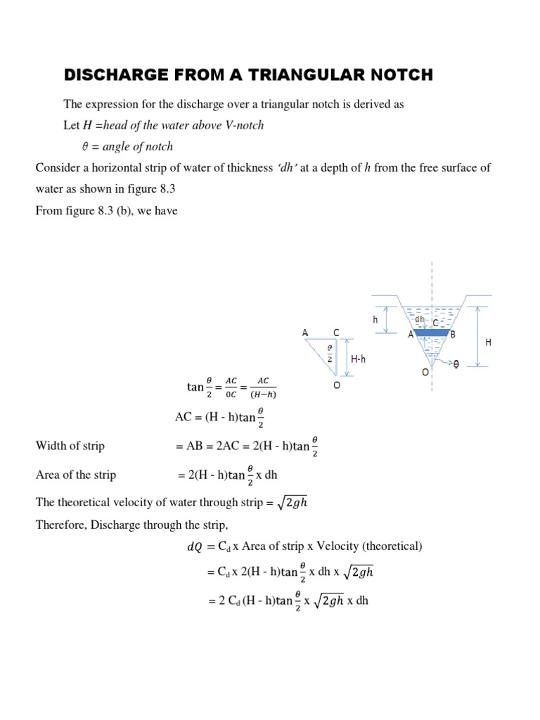 Discharge From A Triangular Notch PDF | PDF