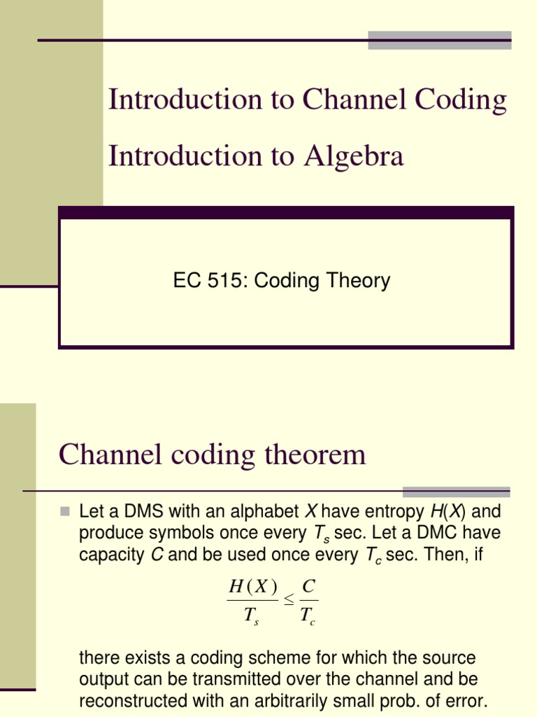 Channel coding basics | PDF | Field (Mathematics) | Linear Subspace