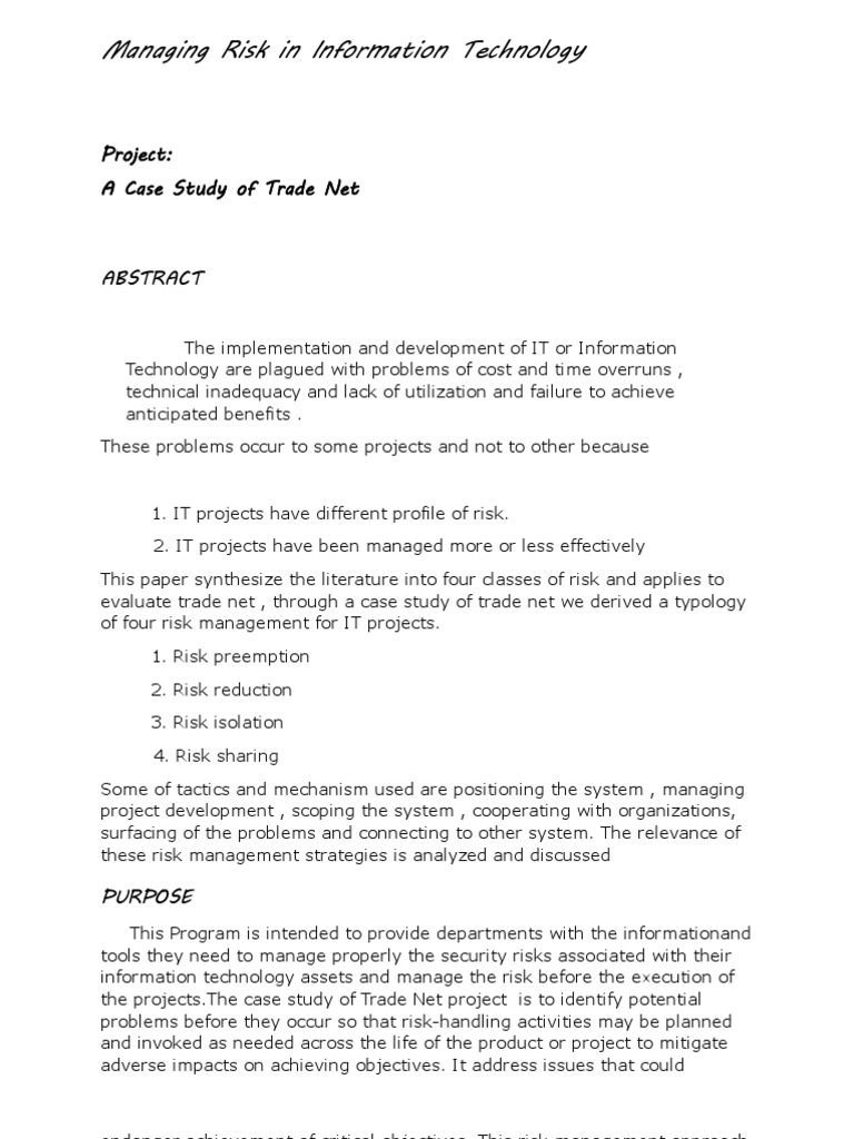 IT Risk Management (Case Study) | PDF | Risk Management | Risk