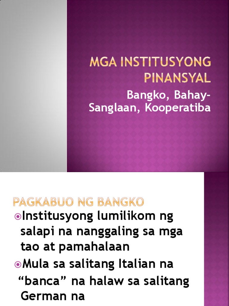 Mga Institusyong Pinansyal | PDF