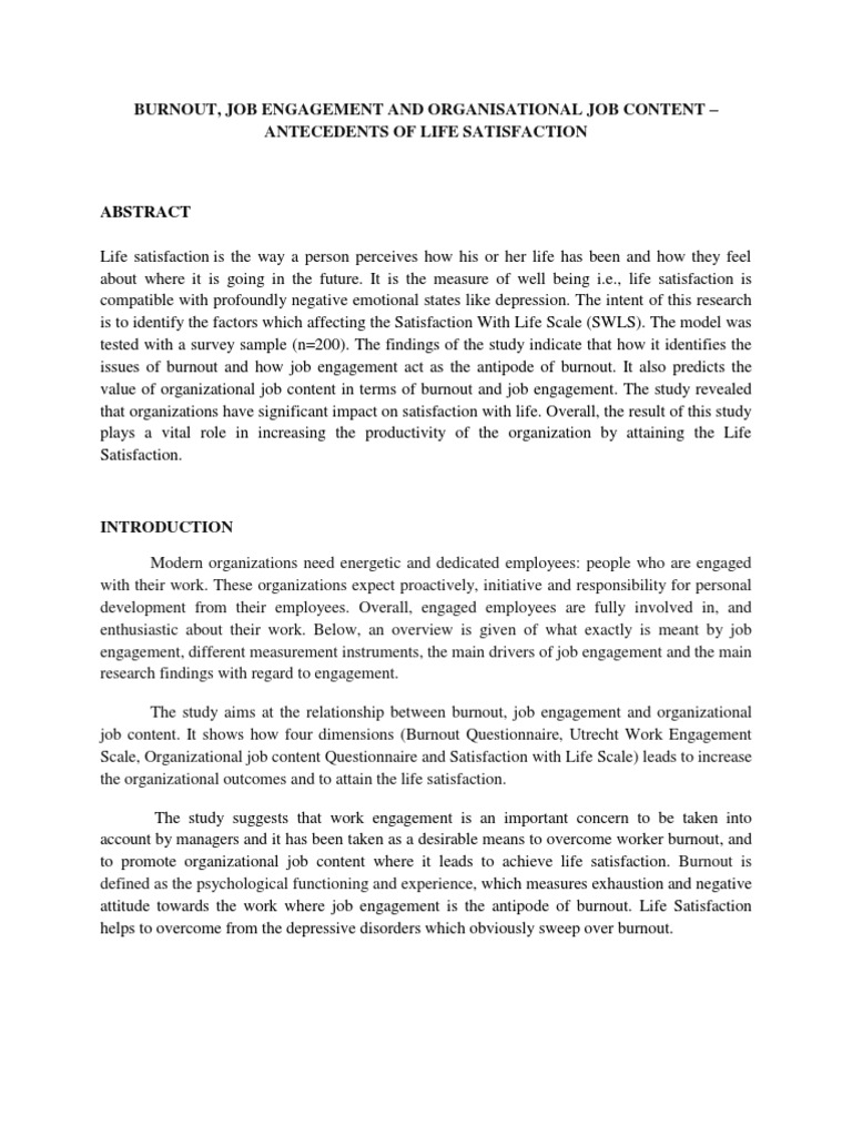 Reserach Burnout Document | PDF | Errors And Residuals | Occupational ...