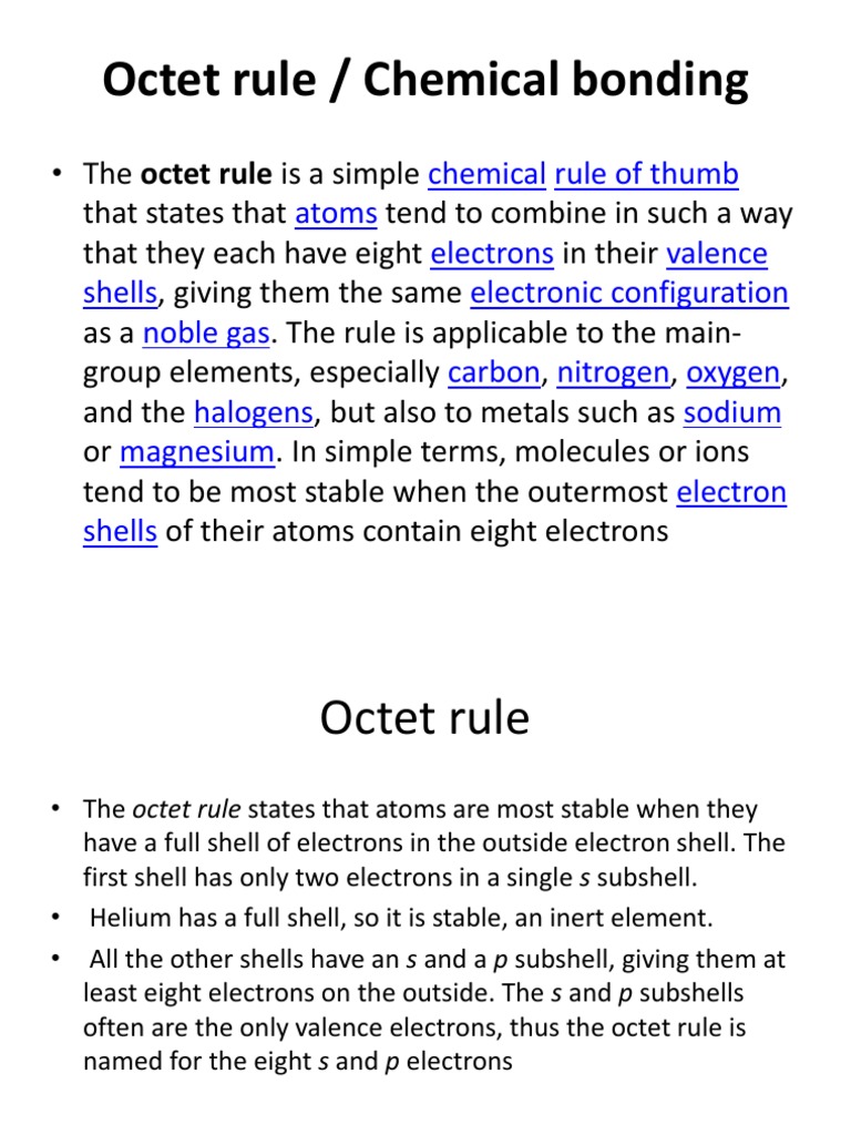 Octet Rule and Chemical Bonding | PDF | Ion | Ionic Bonding