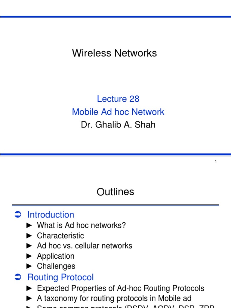 Wireless Networks: Mobile Ad Hoc Network | PDF | Wireless Ad Hoc ...