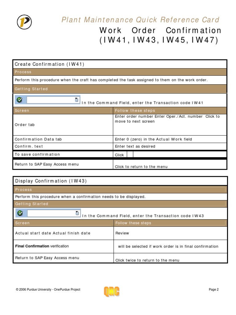 Work Order Confirm-Iw41 Iw43 Iw45 Iw47 QRC | PDF | Business | Finance ...