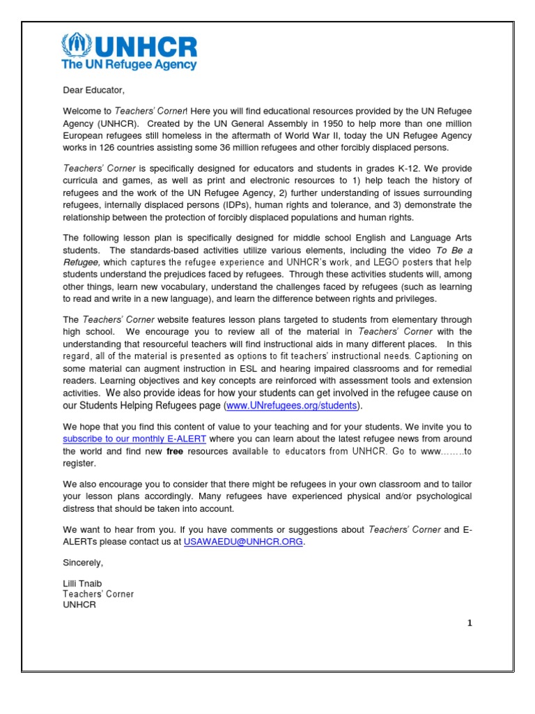 Middle School Refugee Education Resources | PDF | Refugee | United ...