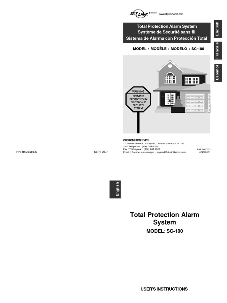 SC100 Manual 20070914 PDF | PDF | Security Alarm | Traffic Light