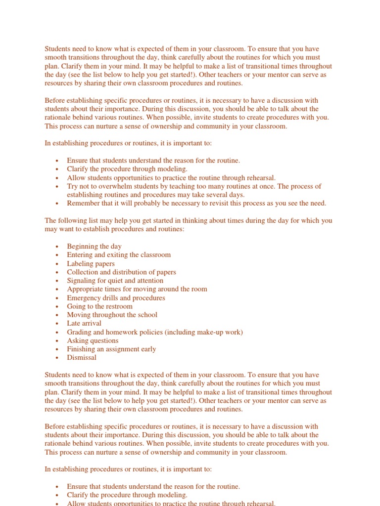 Students Need To Know What Is Expected of Them in Your Classroom | PDF ...