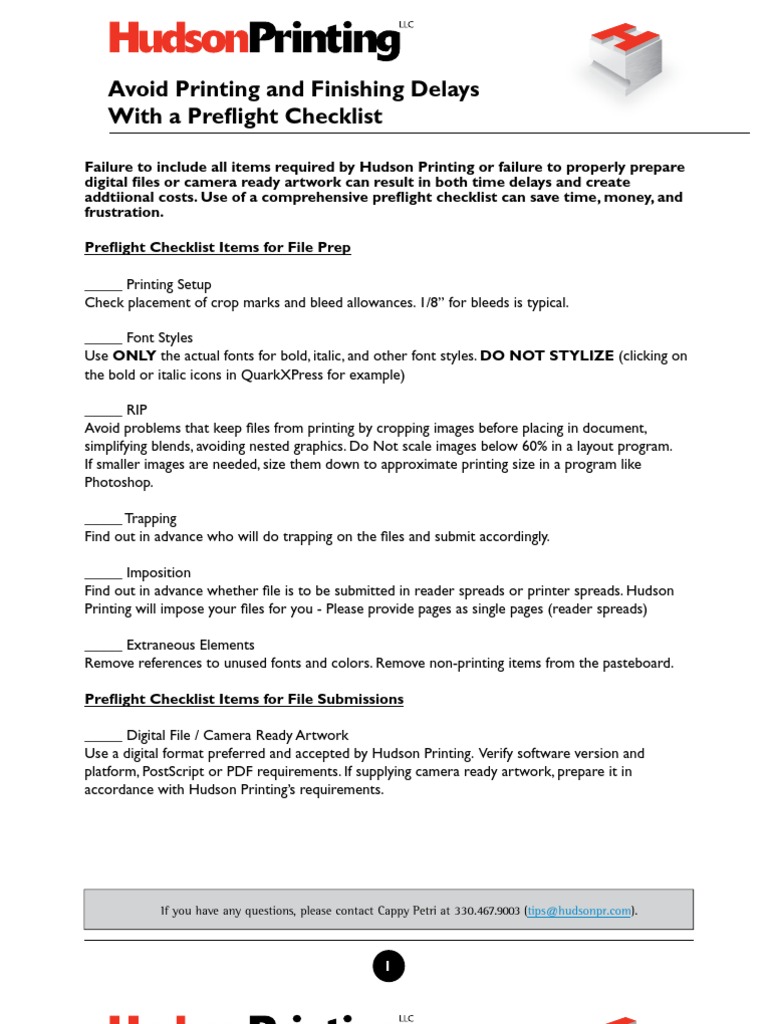 Prepress File Preparation Checklist | PDF | Typefaces | Portable ...