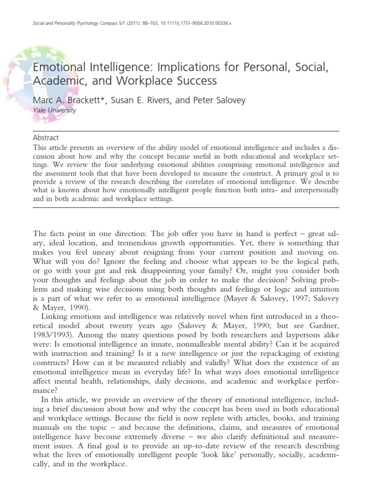 Emotional Intelligence Paper | Download Free PDF | Emotional ...