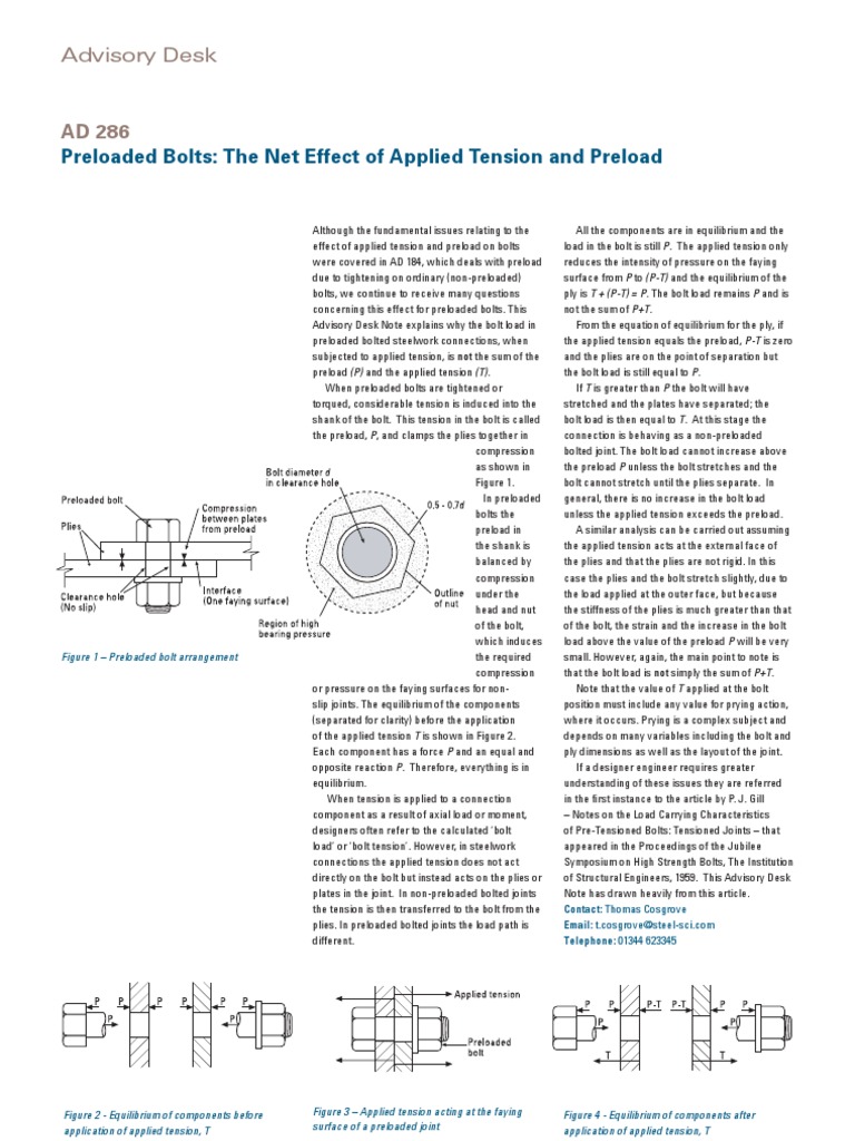 AD286 Preloaded Bolts | Tension (Physics) | Classical Mechanics