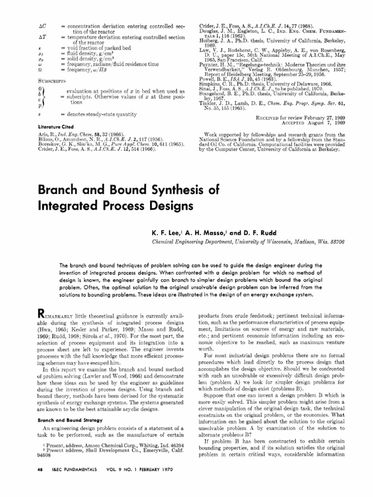 Branch and Bound of Integrated Process Designs | PDF | Optimal Control ...
