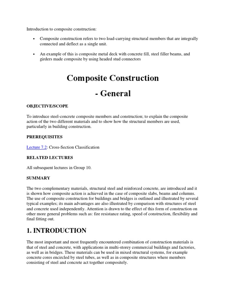 Introduction To Composite Construction | PDF | Beam (Structure ...