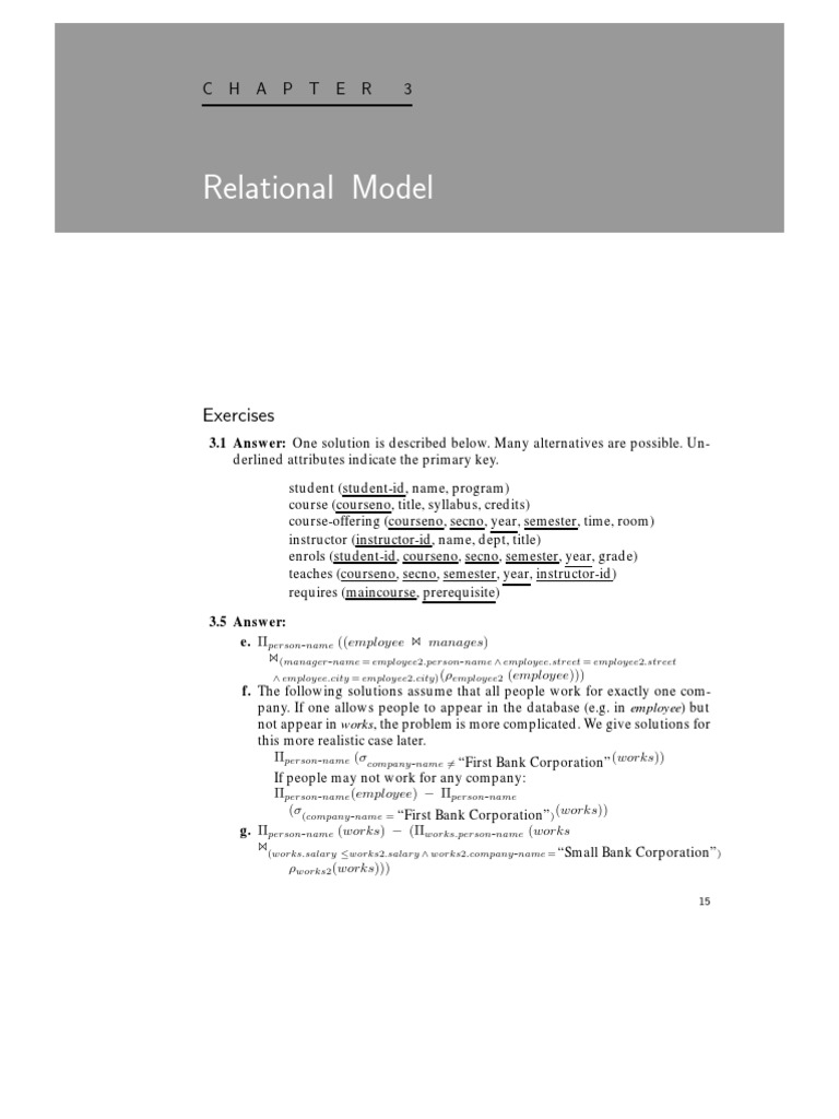 Relational Model Exercises and Answers | PDF | Data Management Software | Information Retrieval