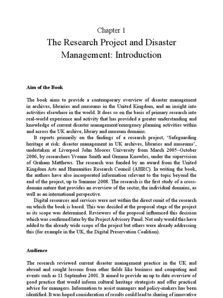 Disaster Management in Archives Libraries and Museums Intro | PDF ...
