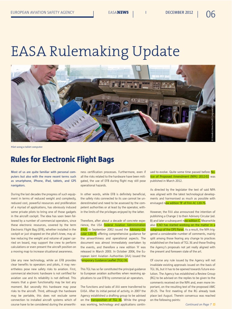 EASA Rulemaking Update: Rules For Electronic Flight Bags | PDF ...