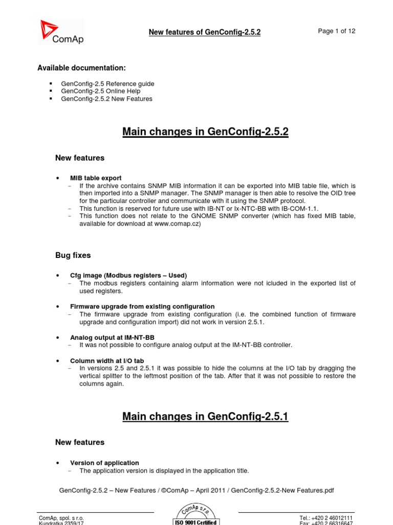 GenConfig 2.5.2 New Features | PDF | Programmable Logic Controller | Menu (Computing)