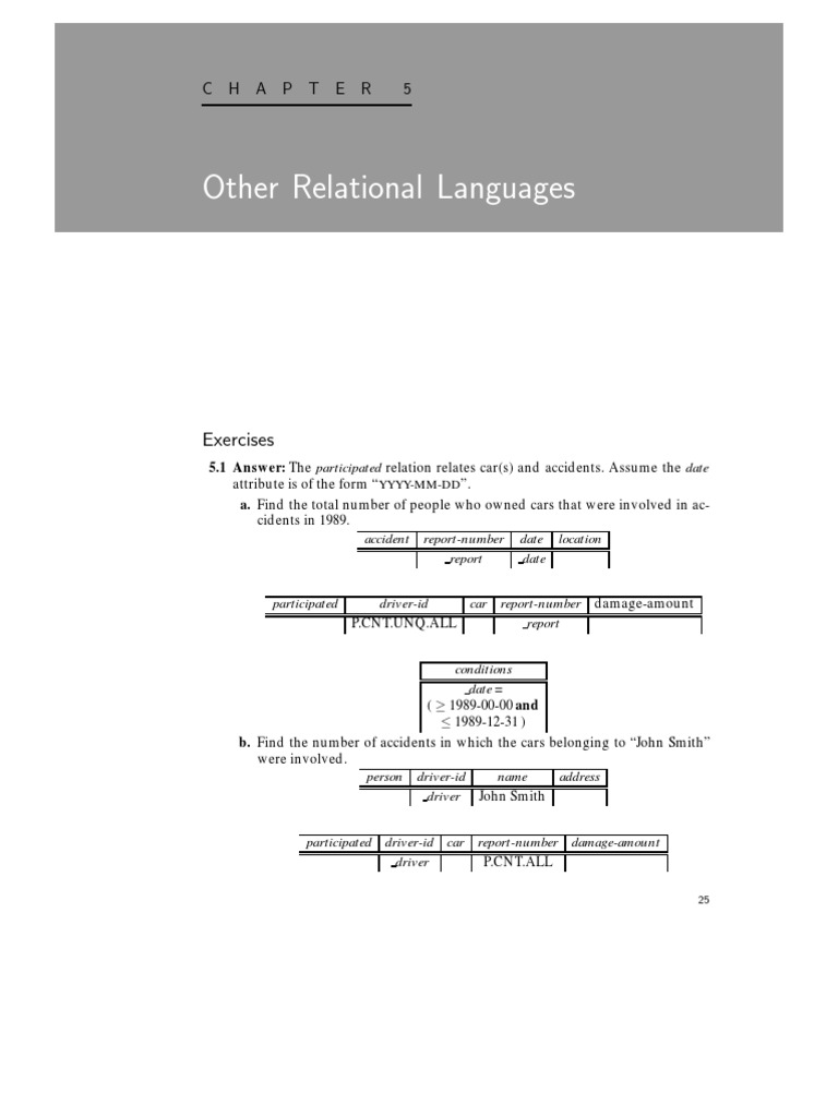 Other Relational Languages: Exercises | PDF | Areas Of Computer Science ...
