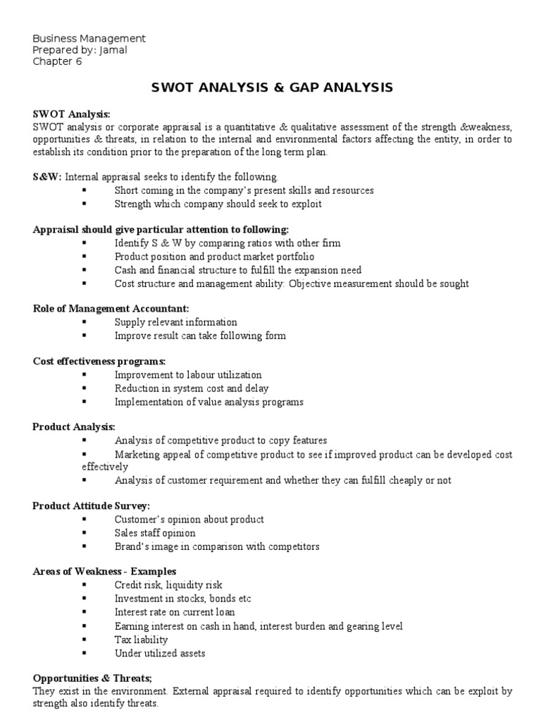 SWOT and Gap Analysis Overview | PDF | Swot Analysis | Forecasting