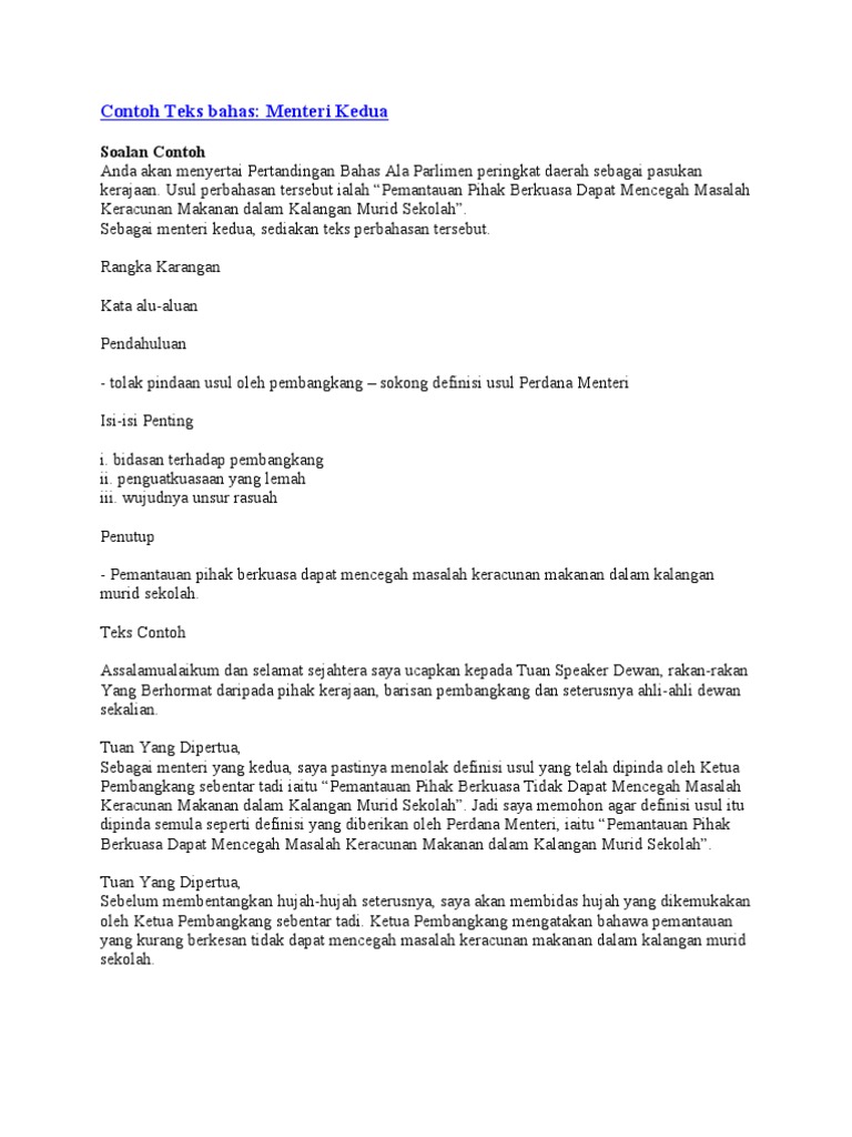 Contoh Teks Bahas Menteri2 | PDF