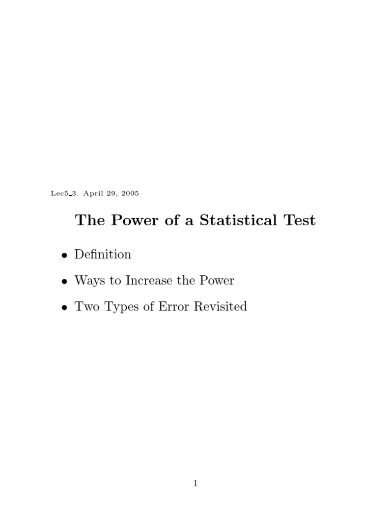 The Power of A Statistical Test | PDF