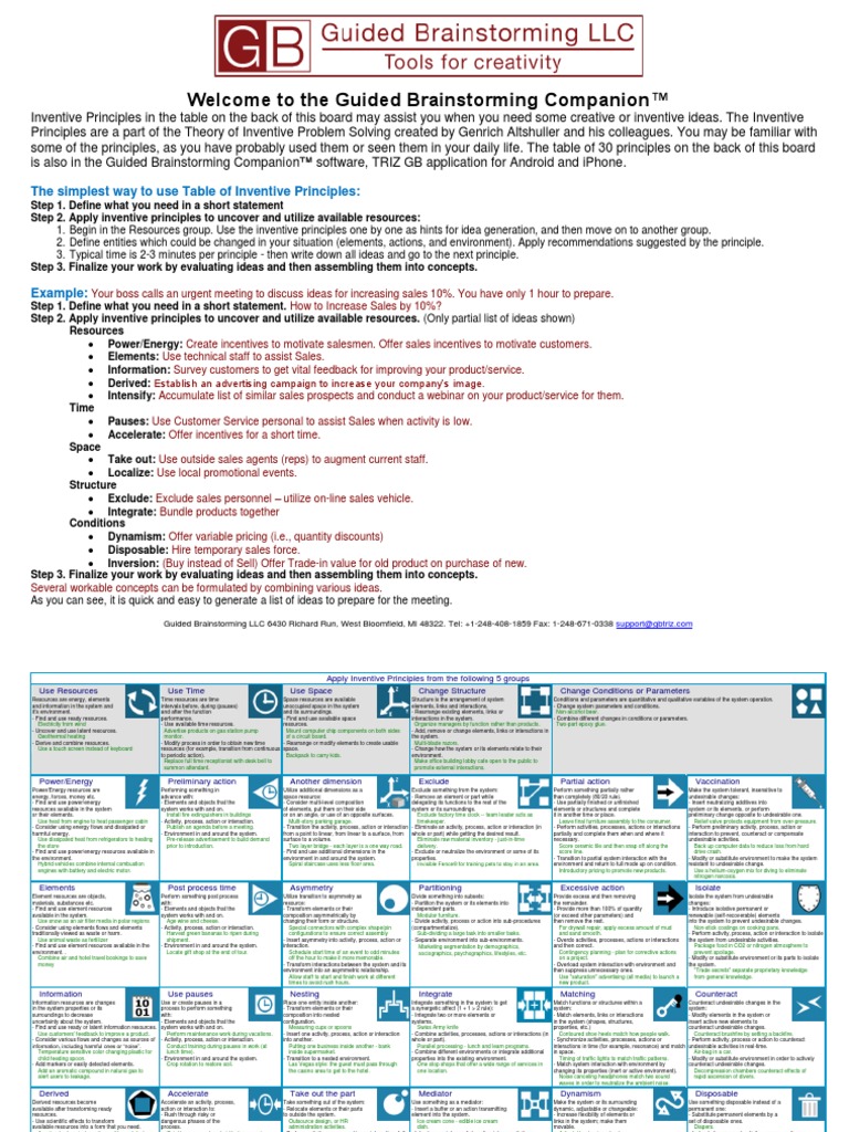 Guided Brainstorming Companion (Triz GB) | PDF | Brainstorming ...
