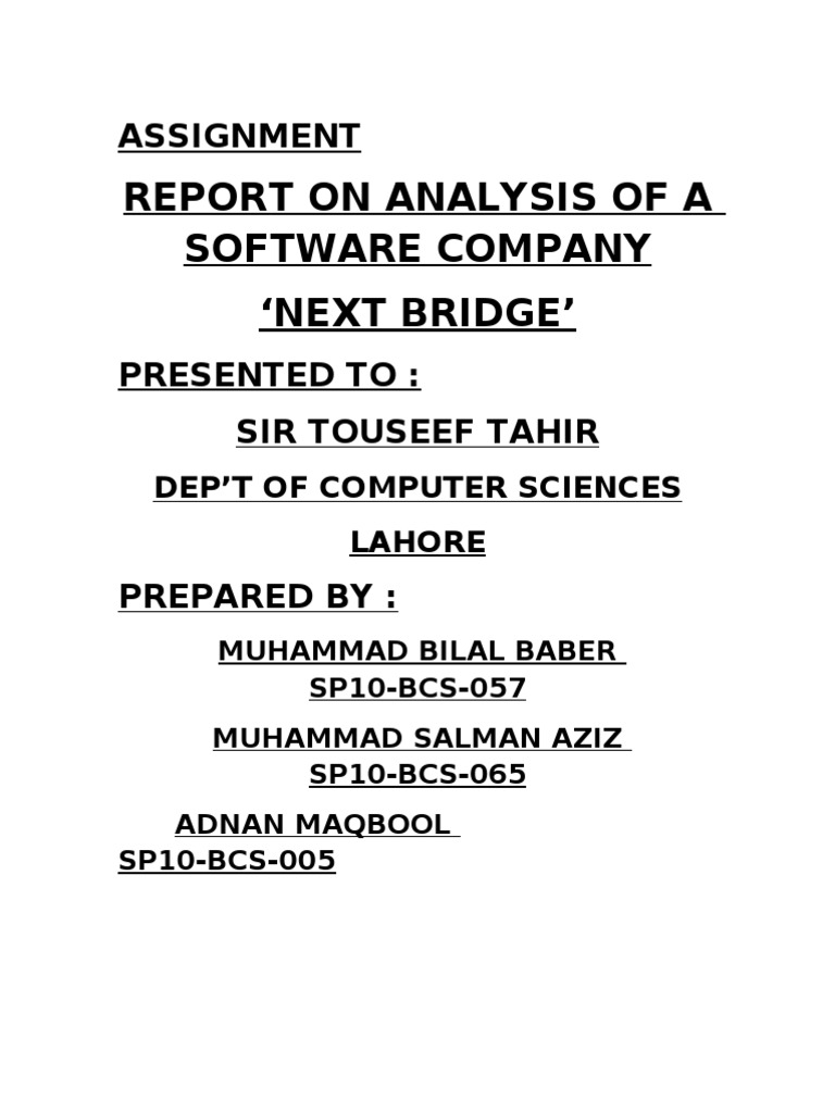 Report On Analysis of A Software Company | PDF | Reliability ...