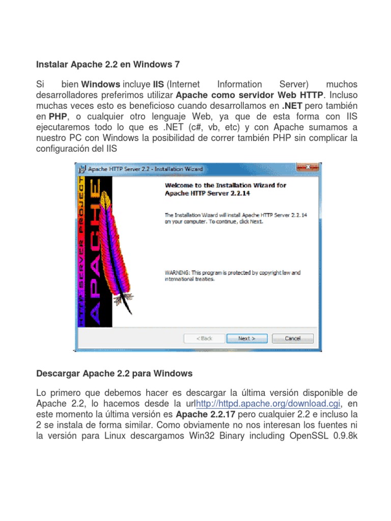 Cómo instalar Apache 2.2, PHP 5.3 y configurarlos en Windows 7 para desarrollo web | PDF ...