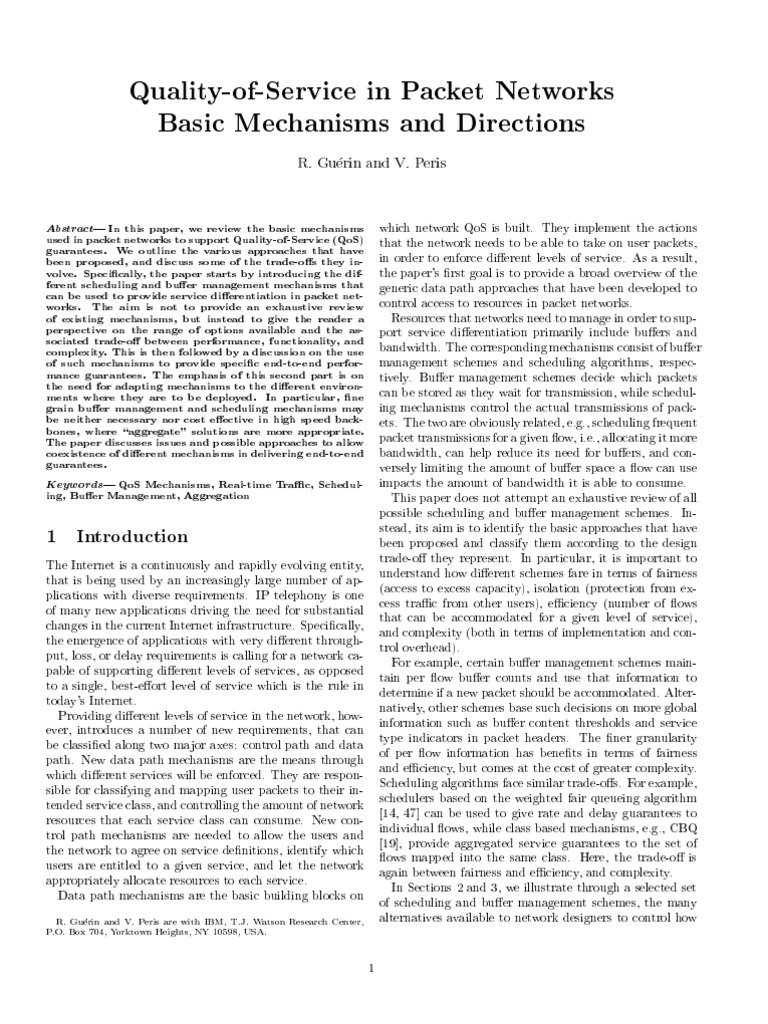 Quality-of-Service in Packet Networks Basic Mechanisms and Directions | PDF | Quality Of Service ...