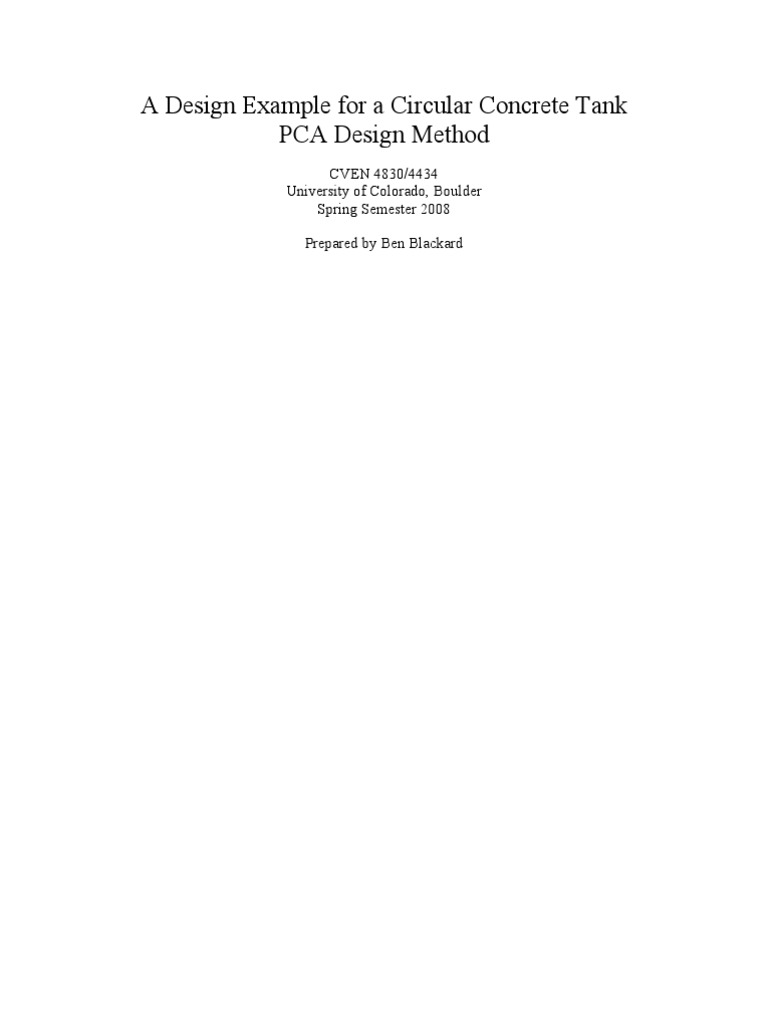 A Design For Circular Concrete Tank Pca Design Method | PDF ...
