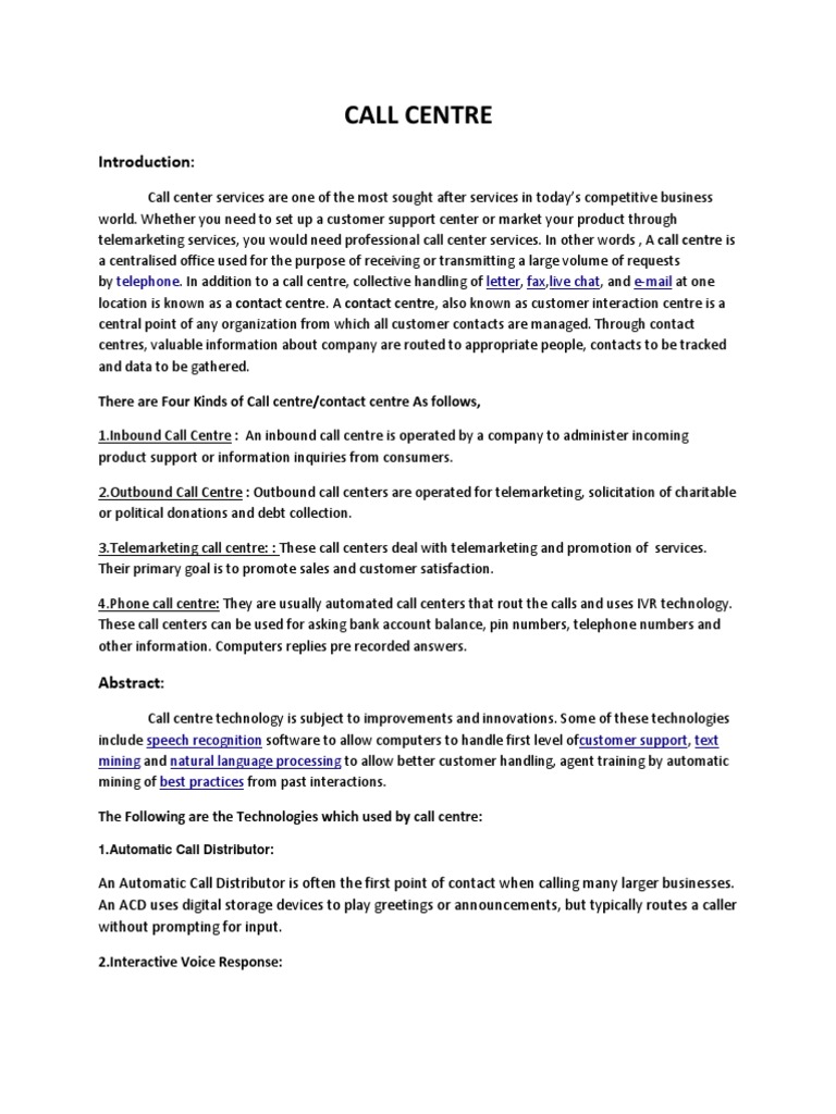 Call Center New | PDF | Call Centre | Interactive Voice Response