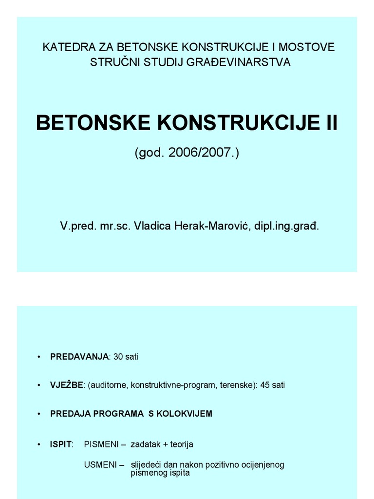 Betonske Konstrukcije | PDF